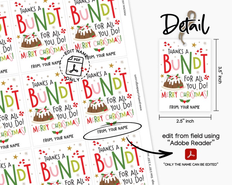 Christmas Bundt Cake Gift Tags Printable, Employee Appreciation ...