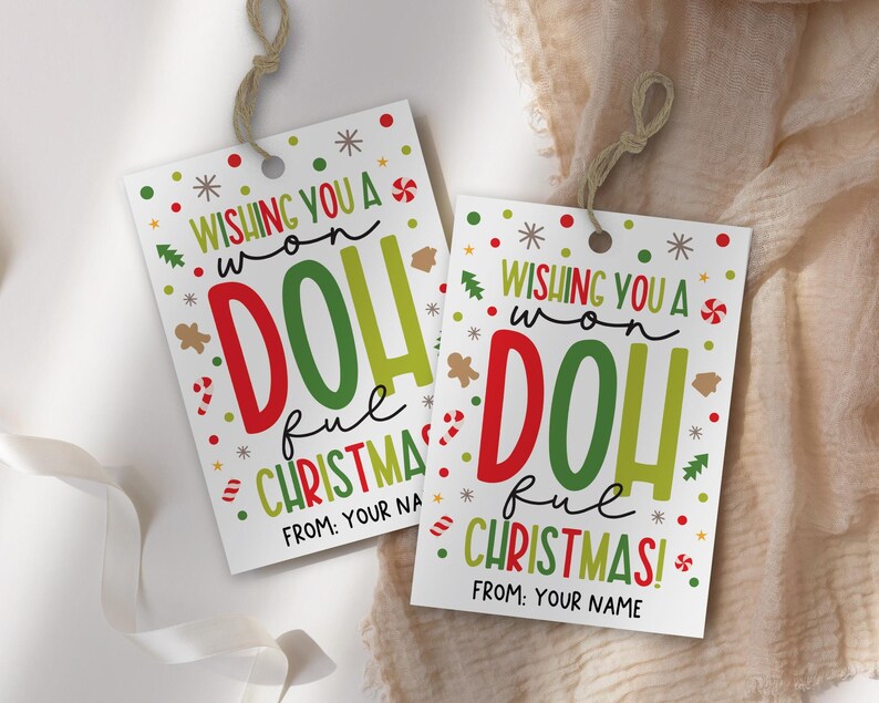 Playdough Gift Tags Printable, Won-doh-ful Christmas, Winter Break ...
