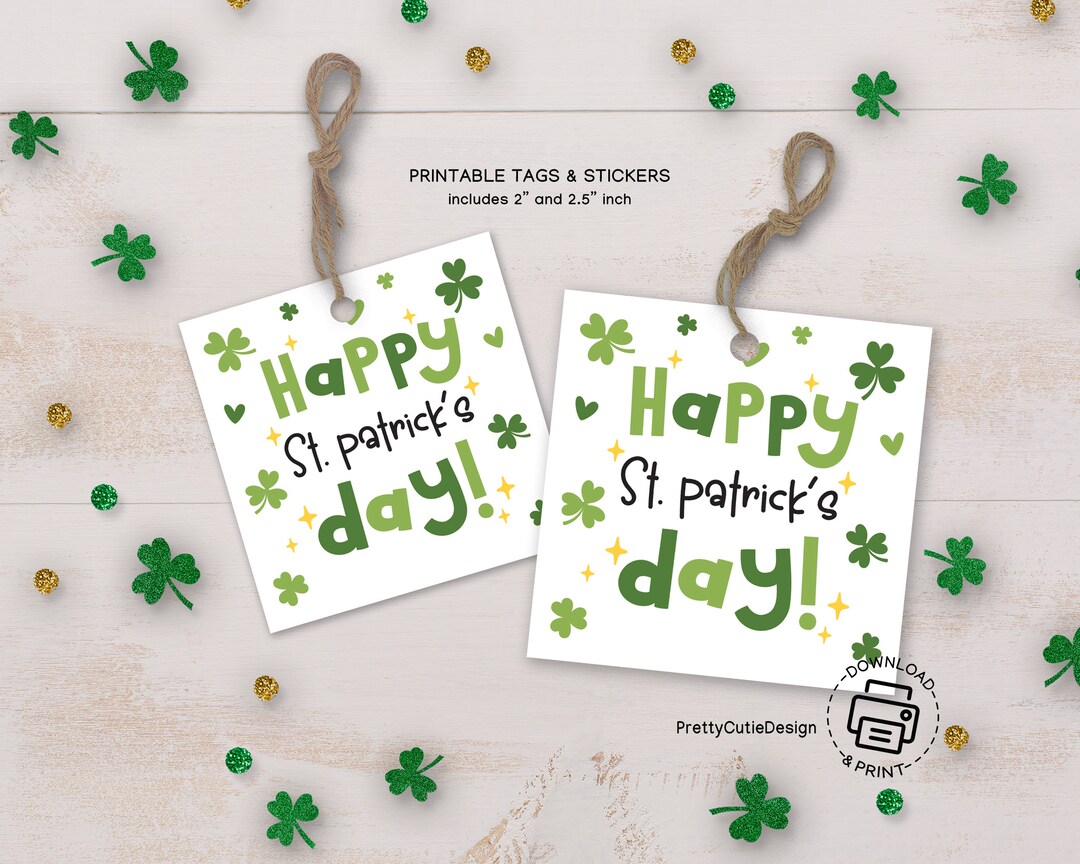 Happy St Patricks Day Tag, Cookie Printable Gift Tags, Kids Saint ...