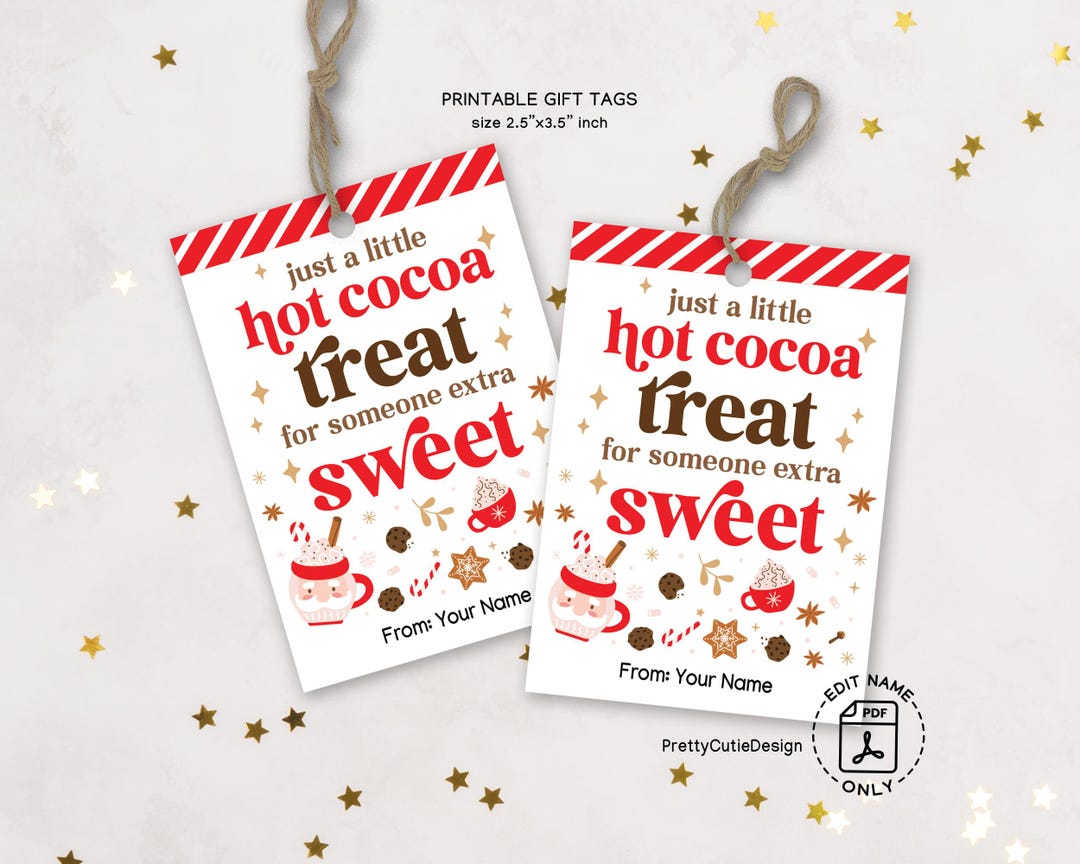 Christmas Hot Cocoa Gift Tags Printable, Sweet Treat Favor (instant ...
