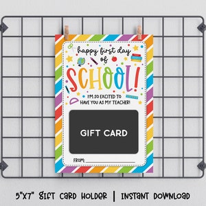 Printable Happy First Day of School Gift Card Holder, First Day of ...
