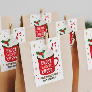 Enjoy A Cup of Cheer Gift Tag, Coffee Cup Christmas Tag Printable ...
