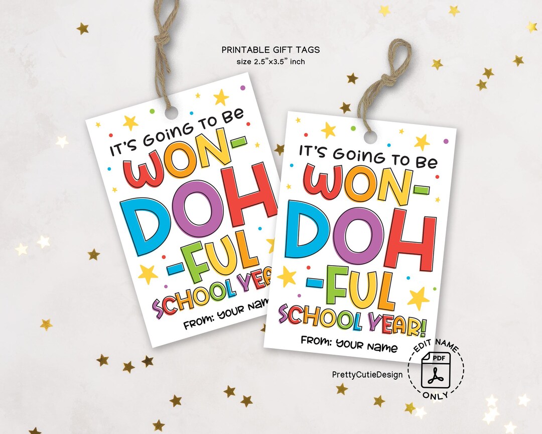Back to School Tags, Printable First Day of School Gift Tag, Play Dough ...