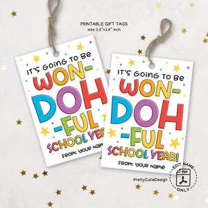Back to School Tags, Printable First Day of School Gift Tag, Play Dough ...