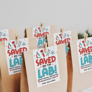 Saved by the Lab Gift Tag Printable, Lab Week Gift Tags, Medical Lab ...