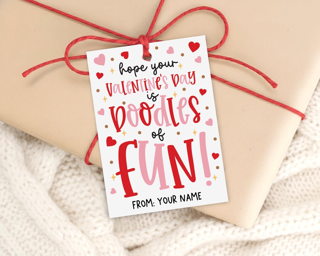 Doodle Valentine Gift Tag Printable, Poodles of Fun Pun, Treat Bag ...