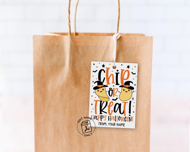 Halloween Gift Tags Printable: Chip or Treat Favor Tags for School Kids ...