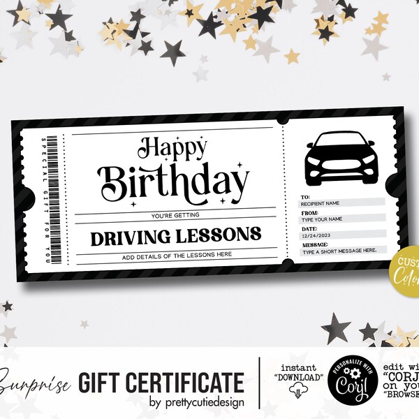 Driving Lesson Certificate Printable - Etsy
