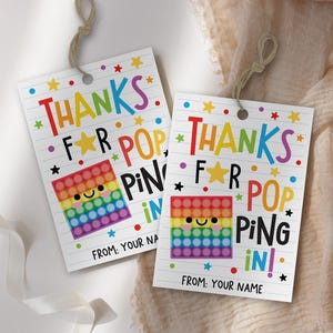 Pop It Gift Tags Printable: Rainbow Back to School Favor Tags (PDF ...