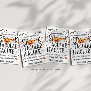 Teacher Halloween Gift Tag Printable, Spooktacular Teacher Halloween ...