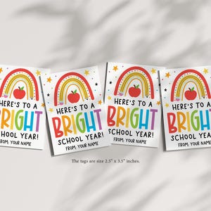 Bright First Day of School Gift Tags Printable, Back to School Rainbow ...
