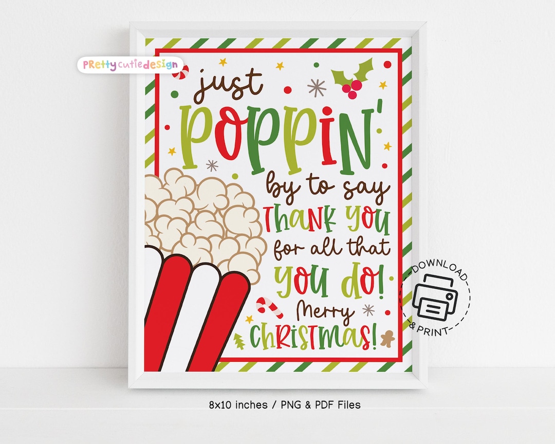 Christmas Popcorn Bar Sign Printable, Popcorn Christmas Appreciation ...