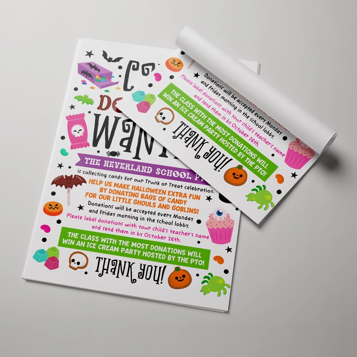 Halloween Candy Donation Flyer Template — Trunk or Treat School PTO ...