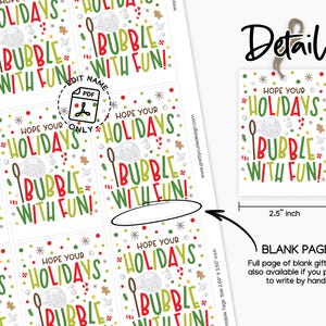 Christmas Bubbles Gift Tags, Hope Your Holidays is Bubbles of Fun ...