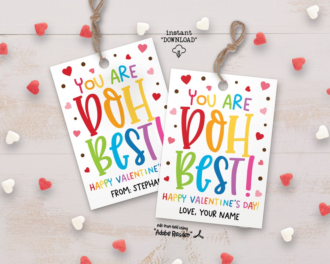 You Are Doh Best Valentine Gift Tags, Non-candy Valentines for Class ...