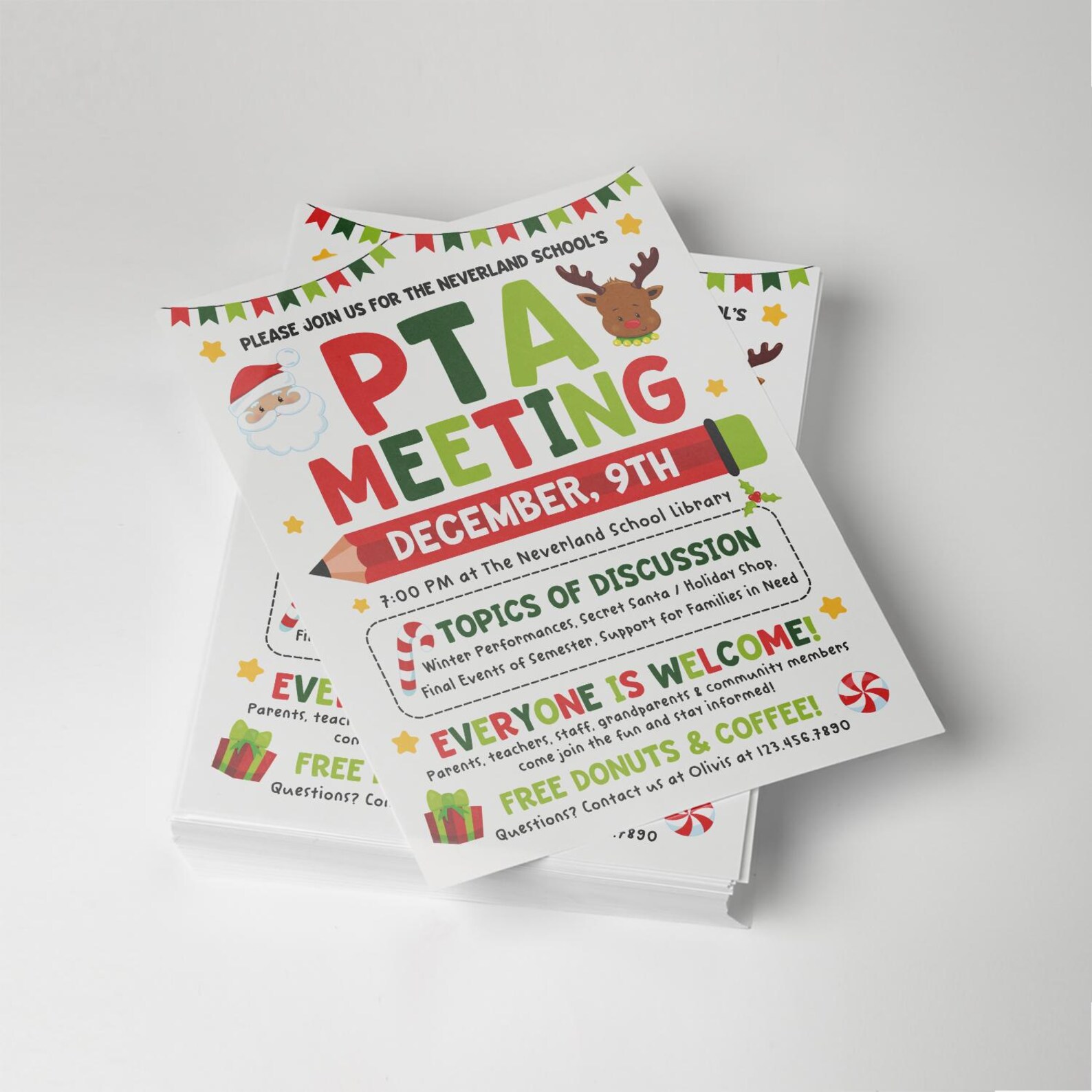 Christmas PTA Meeting Flyer: Editable School Holiday Poster (canva ...