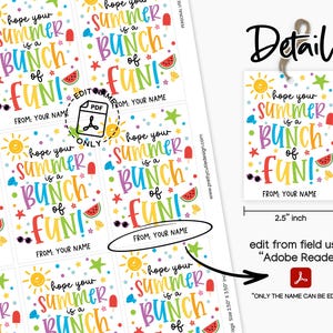 Hope Your Summer is a Bunch of Fun Gift Tags, Last Day of School ...