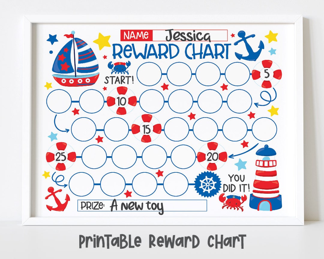 Nautical Reward Chart Printable, Kids Sticker Tracker, Potty Training ...