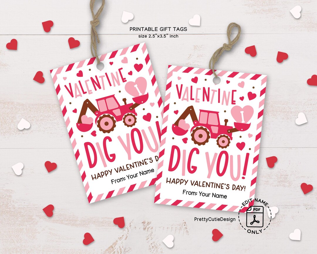 I Dig You Valentine's Day Tag Printable Sticker, School Classroom ...