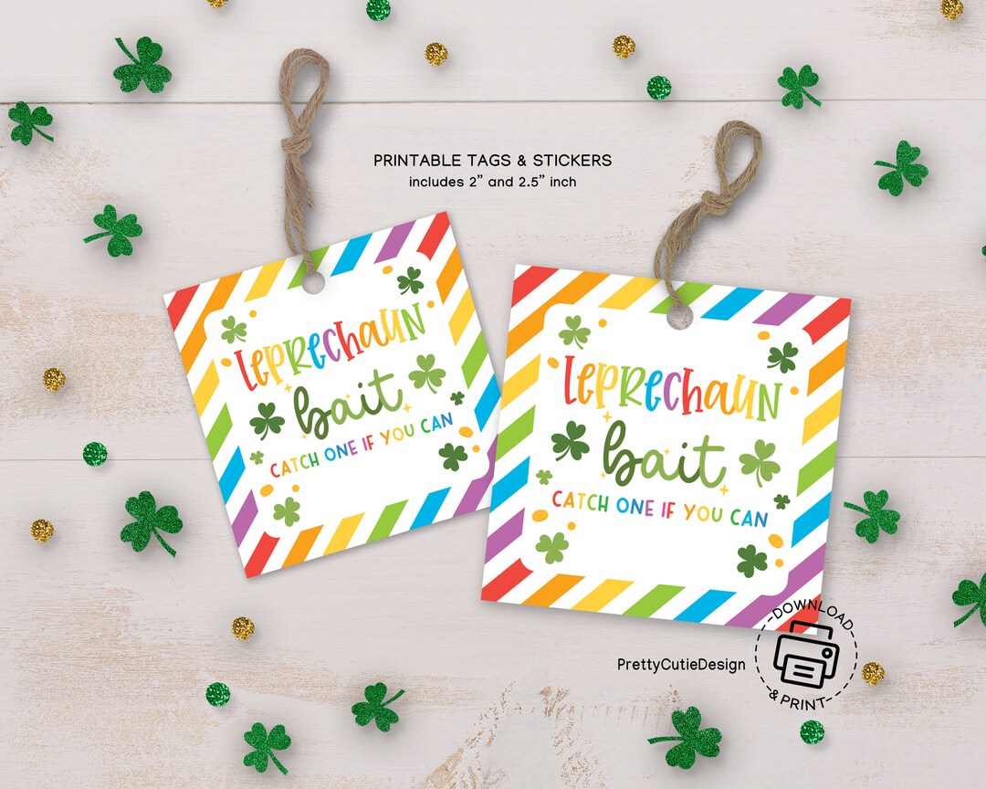 Printable Leprechaun Bait Tags, St Patricks Day Candy Gift Tag, Kids St ...