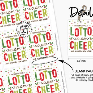 Printable Christmas Lotto Gift Tags, Wishing You a Lotto Holiday Cheer ...