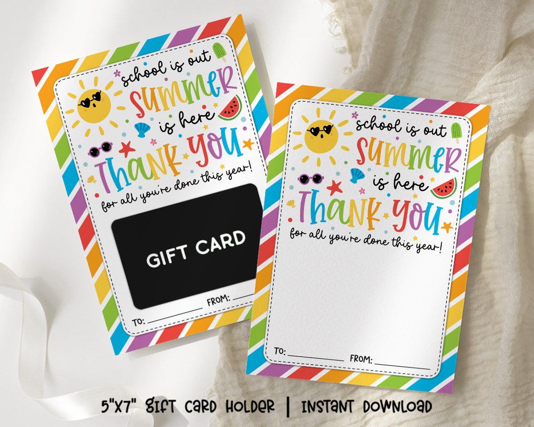 School is Out Summer is Here, Printable End of Year Teacher Summer Gift ...