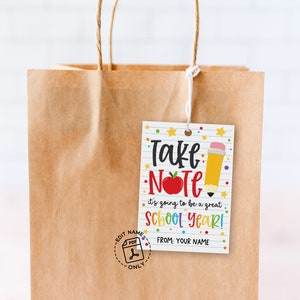 Back to School Gift Tags: Note Theme, Teacher & Student Welcome (PDF ...