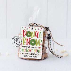 Printable Christmas Donut Cake Gift Tags, Donut Know What We Would Do ...