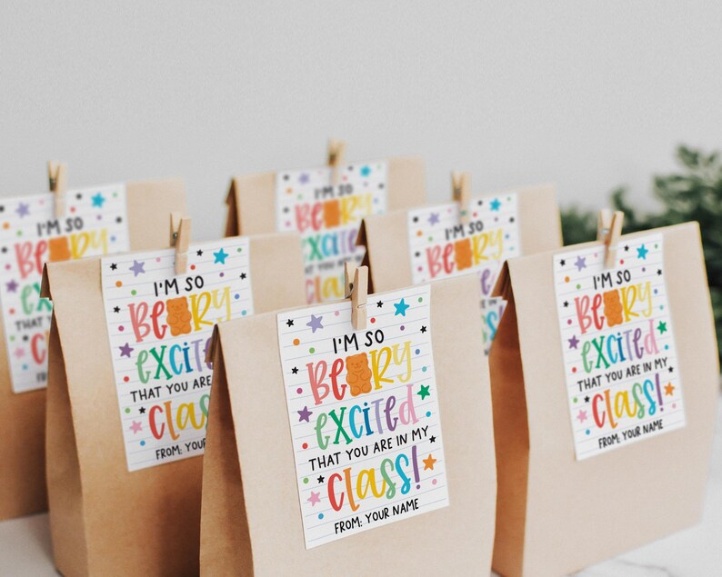 Gummy Bear Back to School Gift Tags: "beary Excited" Printable (PDF ...