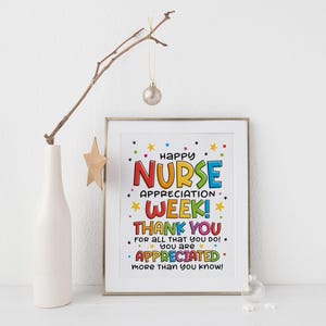 Nurse Appreciation Week Sign Printable, Thank You Nurse Wall Art ...