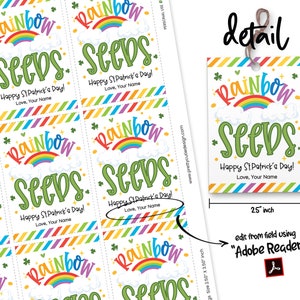 St Patricks Day Rainbow Seeds Gift Tag, Rainbow Candy Gift for Friend ...