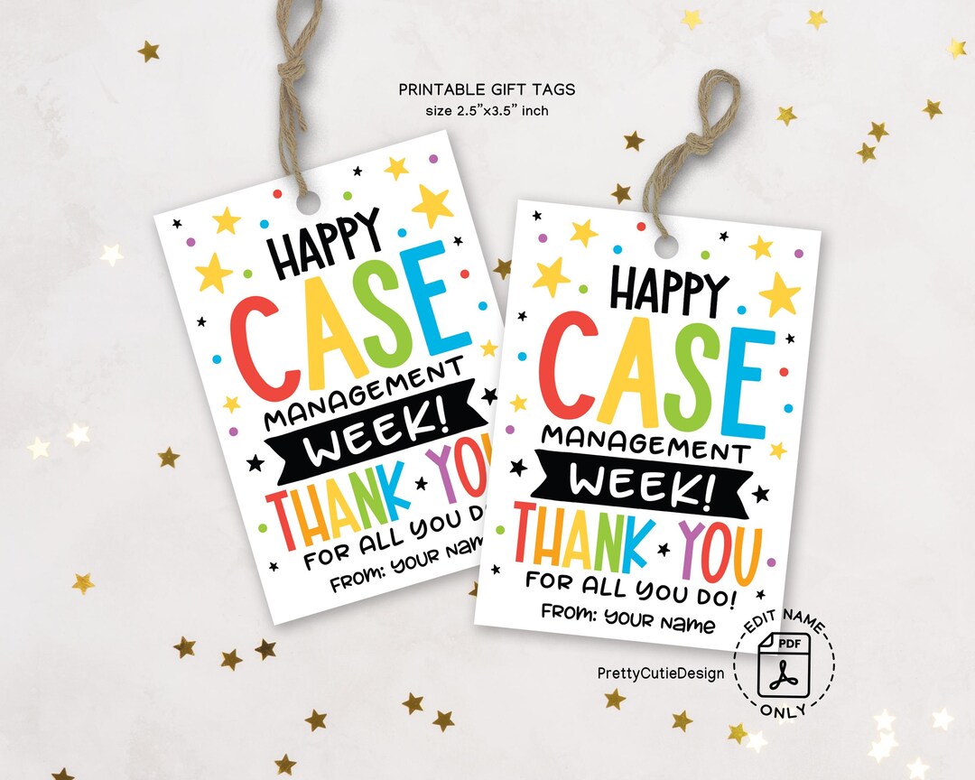 Case Management Week Gift Tags Printable, Happy Case Management Week ...