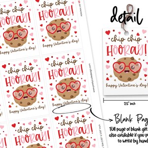 Chip Chip Hooray Valentine Printable Cookie Tag, Valentine Cookie ...