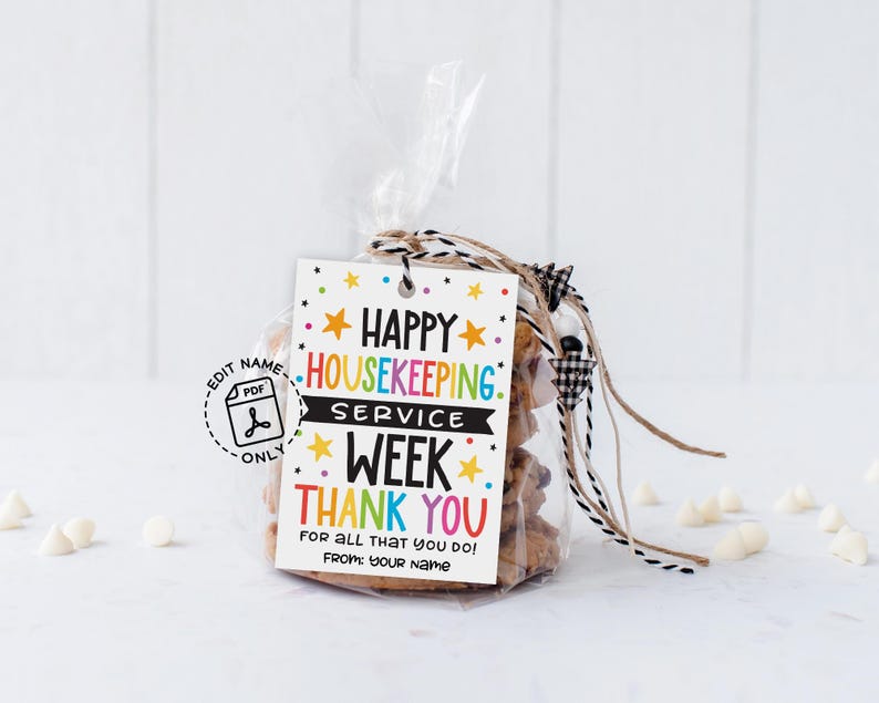 Housekeeping Appreciation Gift Tags, Thank You Printable (digital ...