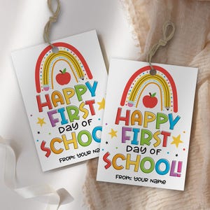 Rainbow First Day of School Gift Tags: Printable Favor Tags (PDF ...