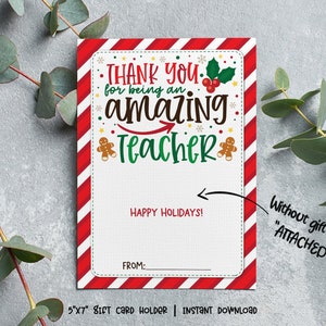 Thank You for Being an Amazing Teacher, Christmas Gift Card Holder ...