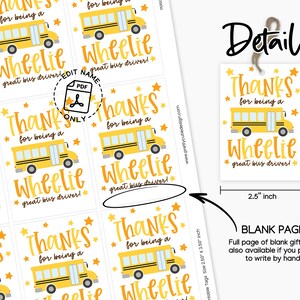 School Bus Driver Appreciation Tag Printable, Thanks for Being A ...