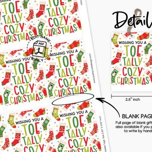 Christmas Socks Gift Tag, Wishing You a Toe-tally Cozy Christmas, Fuzzy ...