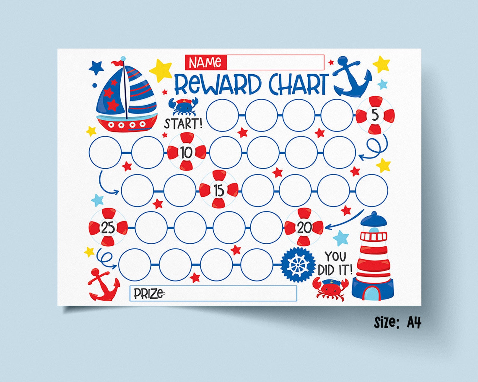 Nautical Reward Chart for Kids Simple Kids Reward Chart - Etsy
