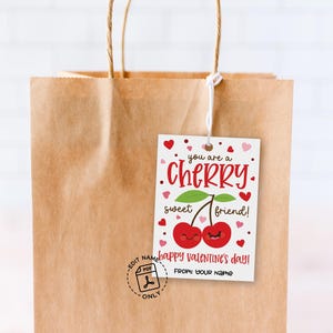 Printable Valentine Day Gift Tag, Cherry Valentine Gift Tag, Classroom ...