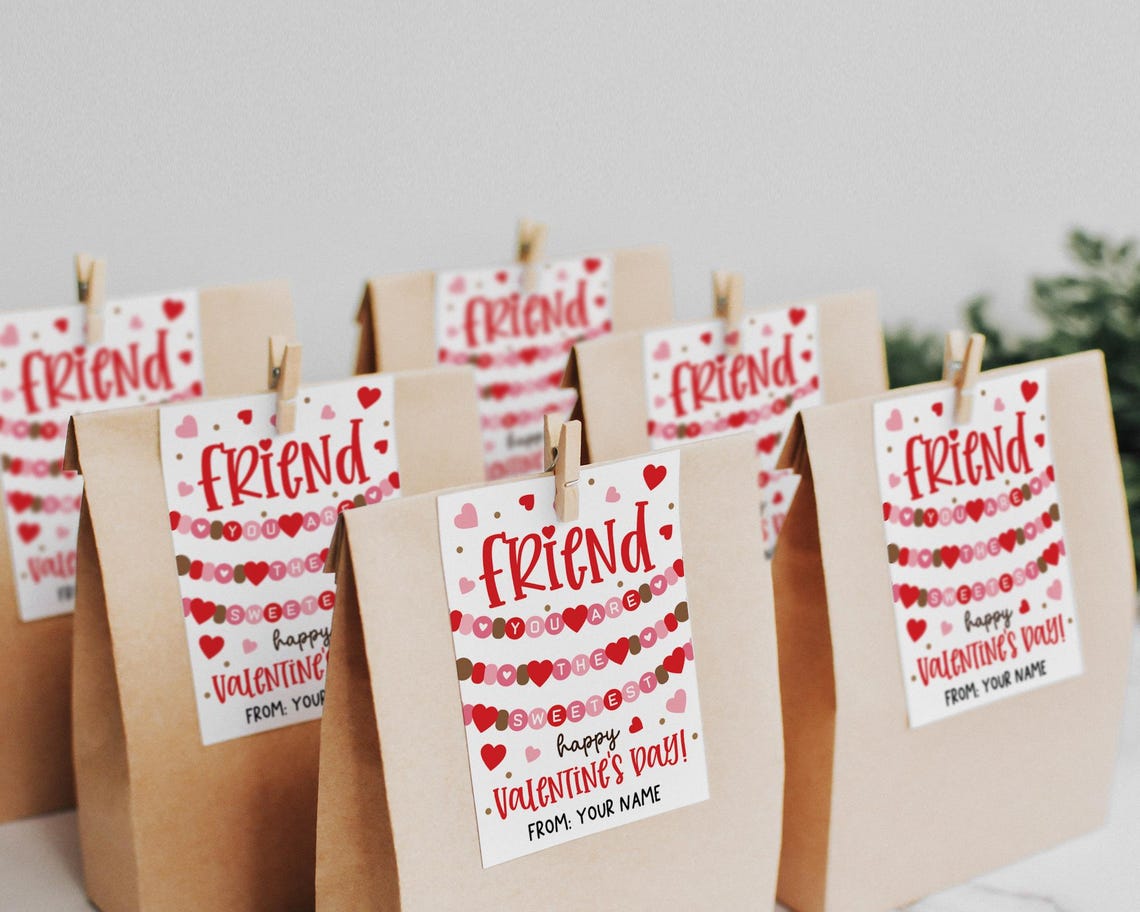 Friend Valentine Gift Tag Printable, You Are the Sweetest, Treat Bag ...