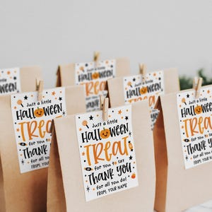 A Little Treat Halloween Gift Tags for Classroom, Spooky Pumpkin Candy ...