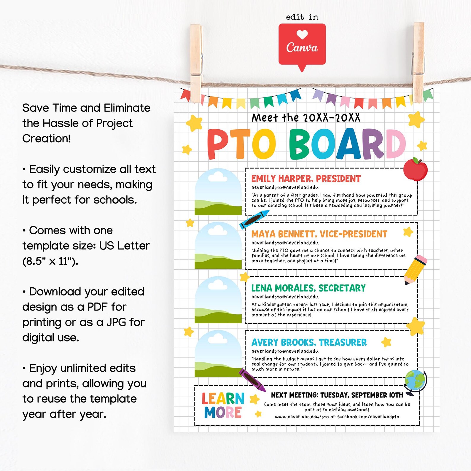 Editable Meet the PTO Board Flyer: Canva Template (8.5x11" Digital ...