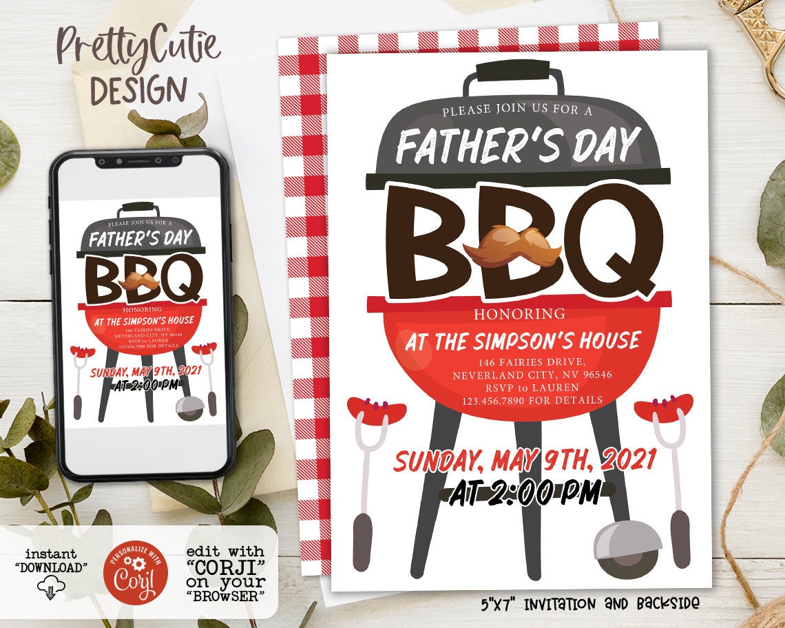 Father's Day BBQ Invitation Father's Day Invitation | Etsy