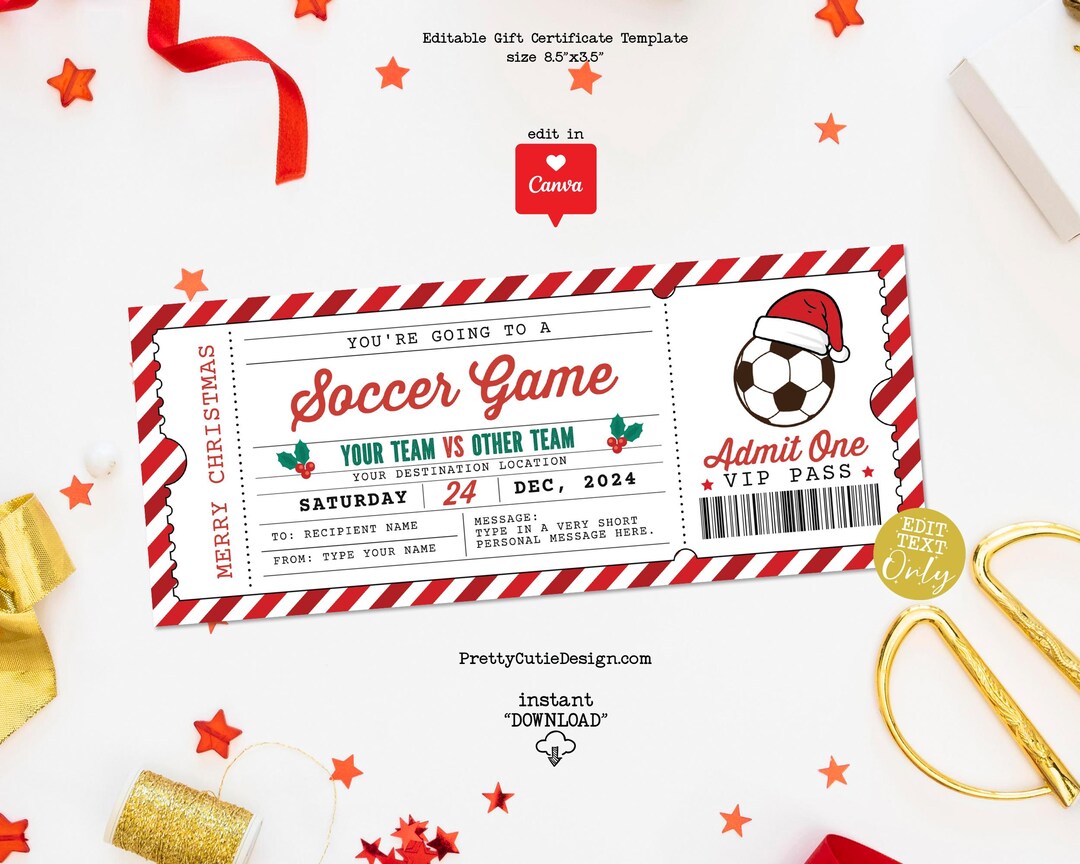 Christmas Surprise Soccer Game Gift Voucher, Soccer Christmas Gift ...