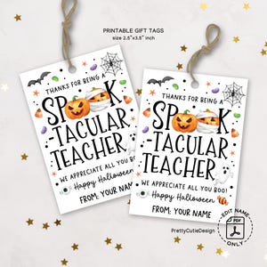 Teacher Halloween Gift Tag Printable, Spooktacular Teacher Halloween ...