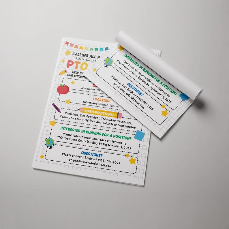 PTA PTO Elections Flyer Template, Editable Canva School Event ...