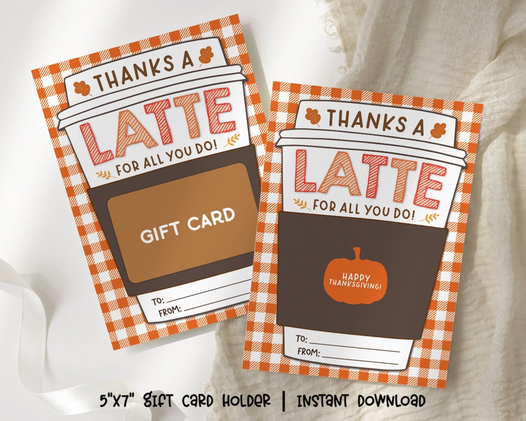 Thanks a Latte for All You Do Coffee Gift Card Holder - Etsy