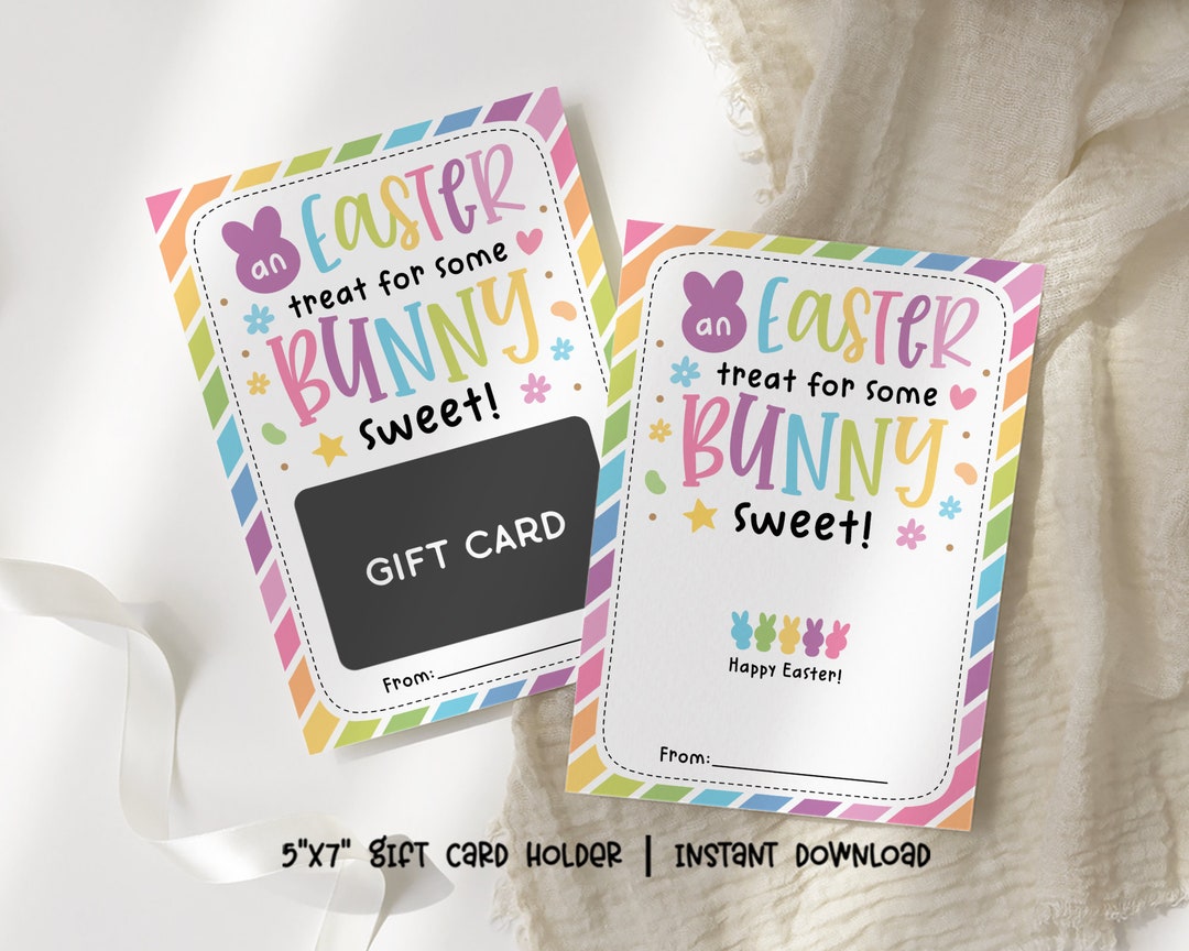 Easter Gift Card Holder, Printable Easter Treat Holder Card, Some Bunny ...