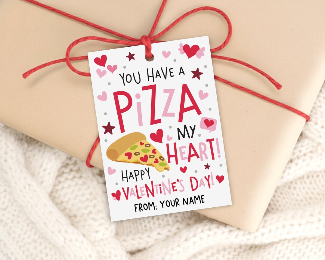 Pizza Valentine Gift Tags Printable, Pizza My Heart Label, Kids Food ...
